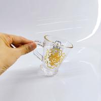 China Six Piece Glass Cup Sets , Clear Tea Cups Set 90ml 3.04oz With Delicate Gold Pattern On Cups for sale
