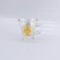 China 6-Piece Golden Glass Cup Set 100ml Handle Mugs for Tea & Coffee for sale