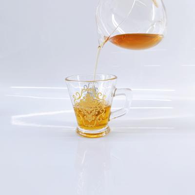 China 6-Piece Golden Glass Cup Set 100ml Handle Mugs for Tea & Coffee for sale