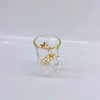 China 165g Clear 6 pcs Glass Tea Cup Elegant Butterfly Ideal for Serving Hot Tea in Cafes Restaurants and Offices for sale