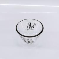 China Lead Free Crystal Glass Coffee Set 6 Cawa Cups Black Leaves Design Set 65g Suitable for Small Home Party for sale