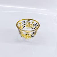 China 6PC Cawa cups Transparent Glass Coffee Cups Perfect for Serving Hot Beverages in Cafes Restaurants and Offices Two-tone Floral Design for sale