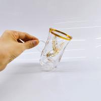 China Ecofriendly Transparent Glass Tea Cups 6 set Elegant Feather Design for Home and Resturant for sale