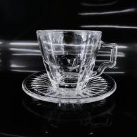 China Elegant Crystal Glass Cup Set combines 6 Tea Cups with 6 Saucers, Designed for Flower Teas, Refreshing Coffee, and More. for sale