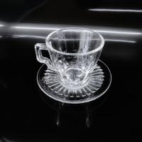 China Elegant Crystal Glass Cup Set combines 6 Tea Cups with 6 Saucers, Designed for Flower Teas, Refreshing Coffee, and More. for sale