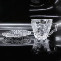 China Lead Free Crystal Glass Glass Cup Sets Featuring 6 Saucers Ideal for Hotels Restaurants and Corporate Catering Services for sale