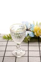 China 6Pcs Gold Rim Goblets Diamond Pattern Cups , Luxury Drinking Glass Goblet for sale