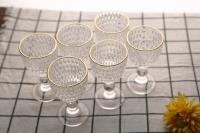 China 6Pcs Gold Rim Goblets Diamond Pattern Cups , Luxury Drinking Glass Goblet for sale