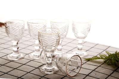 China Luxury Gold Rim Lea Free Crystal Goblet Set 6 Piece For Weddings / Daily for sale
