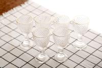 China Transparent Glass Juice Cups 6 Piece Gold Rim Textured Lead Free Crystal Goblet Set for sale
