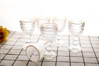 China 6Pcs Gold Rim Goblets Diamond Pattern Cups , Luxury Drinking Glass Goblet for sale