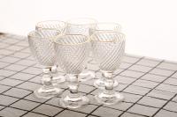 China Transparent Glass Juice Cups 6 Piece Gold Rim Textured Lead Free Crystal Goblet Set for sale