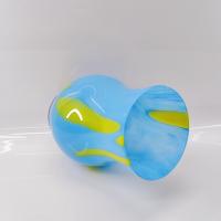 China Handmade Craftsmanship Blue Glass Flower Vase 900g For Indoor Decoration for sale
