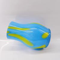 China Handmade Craftsmanship Blue Glass Flower Vase 900g For Indoor Decoration for sale