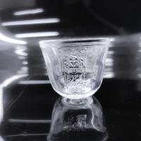 China 6PCS 65ML Clear Glass Cawa Cups with Decorative Pattern - For Arabic Coffee or Tea Service for sale