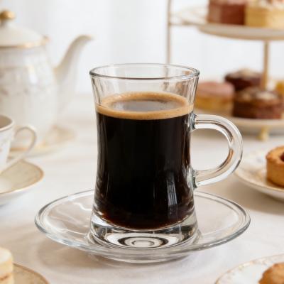 China Elegant Lead Free Crystal Turkish Coffee Tea Set 12pcs Glass Cups And Saucers for sale