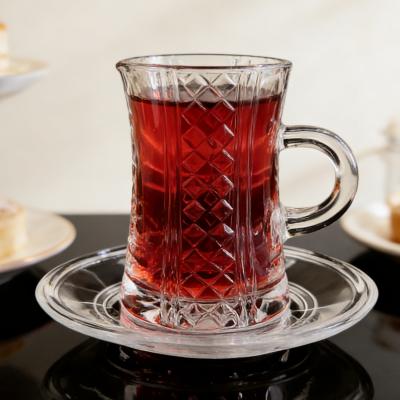 China Lead Free Crystal Glassware Sets 90ml 3.04oz With 6 S aucers / 6 Cups for sale