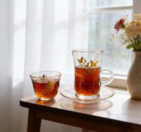 China Transparent Ecofriendly 18 Piece Set Glass Tea Cups Heat Resistant Durable Butterfly Design for sale