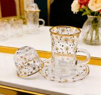 China Lead Free Crystal Glass Transparent Tea Drinking Cup 36 Pcs SET Durable Dandelion Design Perfect for Office Home for sale