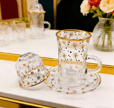 China Lead Free Crystal Glass Transparent Tea Drinking Cup 36 Pcs SET Durable Dandelion Design Perfect for Office Home for sale