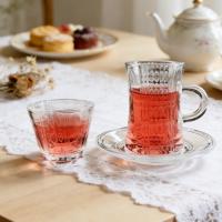 China OEM ODM 36 PCS Glass Cup Sets Lead Free Crystal Glass Tea Cups And Saucers for sale