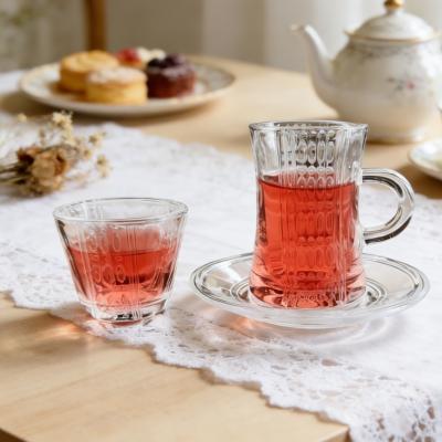 China OEM ODM 36 PCS Glass Cup Sets Lead Free Crystal Glass Tea Cups And Saucers for sale