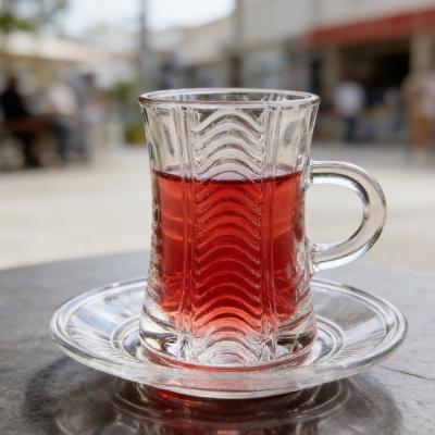 China Transparent Clear Glass Cup Set 12 PCS Tea Coffee Mugs For Casual Brunch / Cozy Tea Gatherings for sale