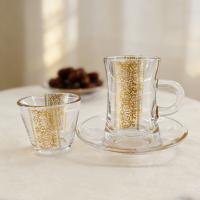 China 18 PCS Glass Cup Sets Tea Drinking Glass Mug And Saucer Suitable For Middle Eastern Style Tea And Coffee Enjoyment for sale