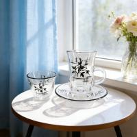 China 18pcs Set 110ml Capacity Glass Tea Cups Heatresistance Up To 100°C 165g Transparent Glass Tea Cups Lightweight Suitable For Hotels for sale