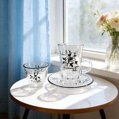 China 18pcs Set 110ml Capacity Glass Tea Cups Heatresistance Up To 100°C 165g Transparent Glass Tea Cups Lightweight Suitable For Hotels for sale