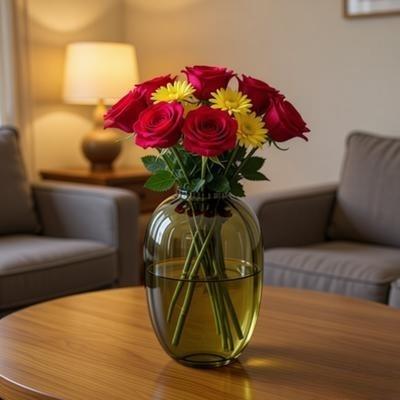 China Handmade Mouth Blown Glass Vase with 250mm Height and Eco-Friendly Design for Home and Office Decor for sale