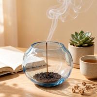 China Lead Free Crystal Glass Incense Burner Transparent With Flat / Stable Base for sale