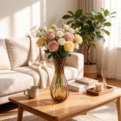 China 125mm Max Diameter Glass Vase Handmade from Lead-free Crystal Glass for Elegant Home and Wedding Decor for sale