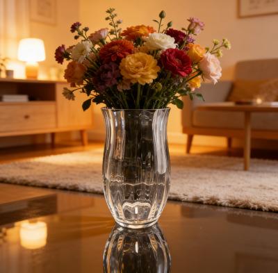 China Handmade Lead-free Crystal Glass Vase with 260mm Height for Modern Decorative Flower Arrangements for sale