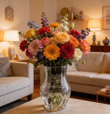 China Handmade Craftsmanship Glass Vase with 115mm Bottom Diameter and Lead-free Crystal Glass for Elegant Office and Event Decor for sale
