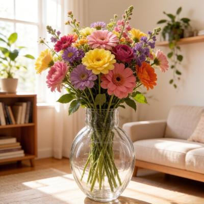 China Modern Style Premium Glass Vase with 76mm Mouth Outer Diameter for Elegant Floral Displays for sale