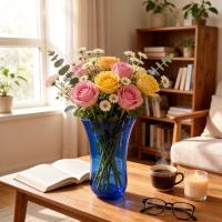 China Elegant Decorative Clear Glass Vase Eco Friendly For Floral Arrangements for sale