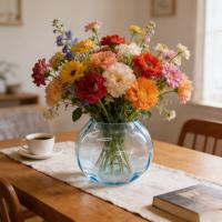China Eco-Friendly Glass Vase Round Simple Modern Decor Vase for Home Decoration Special Occasions for sale