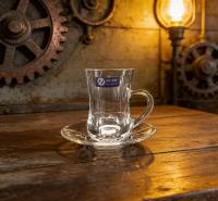 China 6 Tea Cups With 6 Saucers Rough Glass For Daily Use Designs With 83ML Capacity for sale