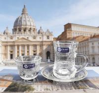 China 18pcs Vintage Glass Cup Set and Coffee Cawa Cup Luxury Elegant Glassware Collection for sale