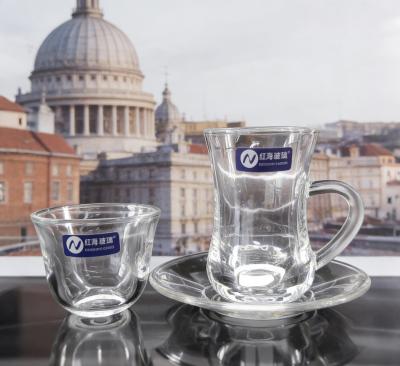 China 36PCS Coffee Tea Cups and Saucers Set Premium Glass Elegant Drinkware for Party Service for sale