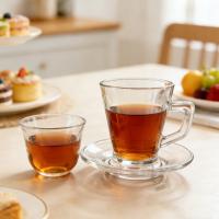 China durable lead free crystal glass cup sets 36 pieces with cups saucers and cawa cups perfect for commercial and home dining for sale