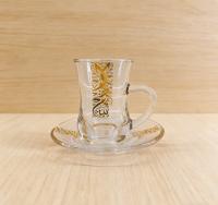 China 12PCS Arabic Fonts Design Glass Cup Set For Arabic Red Tea Lover 83ML Capacity for sale