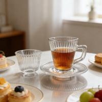 China Elegant 36 Piece Glass Cup Sets Featuring Lead Free Crystal Cups Saucers and Cawa Cups Designed for Coffee Tea and Large Events for sale