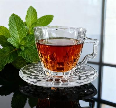 China Lead Free Crystal Glass Glass Cup Sets Featuring 6 Saucers Ideal for Hotels Restaurants and Corporate Catering Services for sale