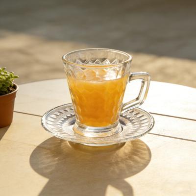 China Glass Cup Sets including six cups and saucers designed to balance elegance and practicality for everyday and special occasions for sale