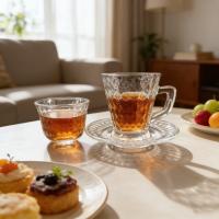 China Glass Cup Sets 36 Piece Lead Free Crystal Collection with Cups Saucers and Cawa Cups Suitable for Formal Events and Family Celebrations for sale