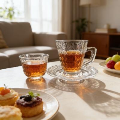 China Glass Cup Sets 36 Piece Lead Free Crystal Collection with Cups Saucers and Cawa Cups Suitable for Formal Events and Family Celebrations for sale