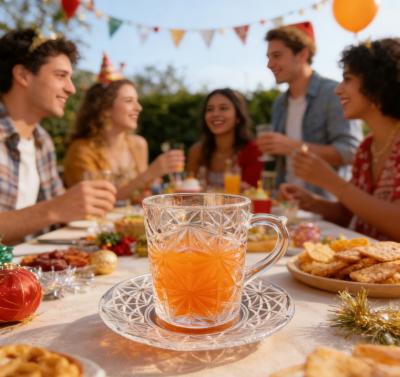 China 12Pcs Glass Cups  Sets with 6 Cups & 6 Saucers Lead Free Crystal Package IncludesGlass Cups Suitable for Restaurants Hotels and Event Venues for sale