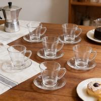 China 12 Pieces per Set Glass Tea Cups 6pcs Turkish Cups 6pcs Saucers Dishwasher Safe Made from Glass Perfect for Serving Hot Tea in Restaurants and Cafes for sale